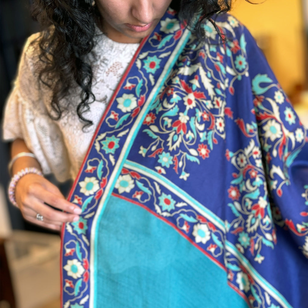 Charulata Upcycled Sari Reversible Shawl Unique, Handcrafted, Ethical