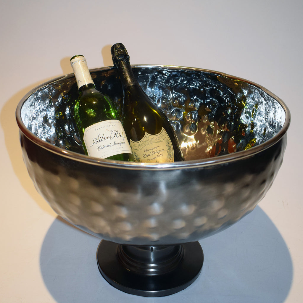 Sophisticated Hammered Gunmetal Beverage Cooler for Stylish Drink Disp